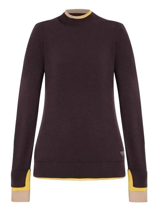 Fendi Logo Jacquard Layered-trim Jumper - Purple