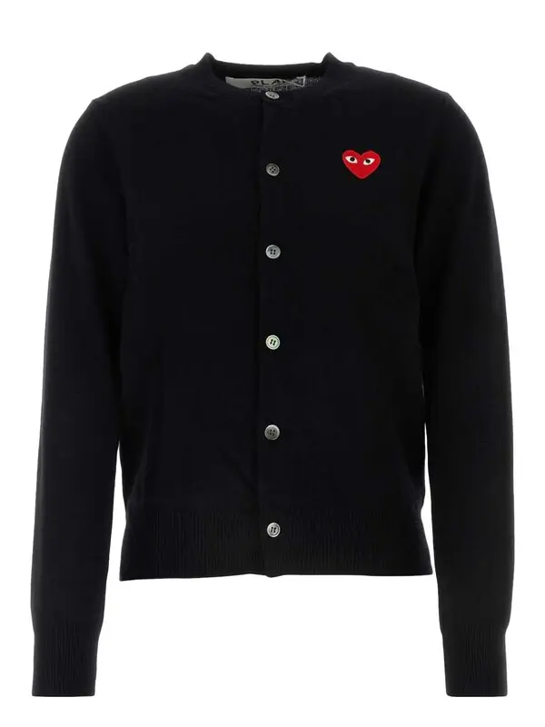 Play Comme Des Garcon Cardigan With Heart Logo - Black
