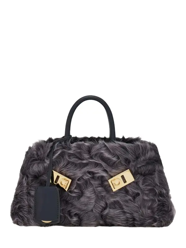 FERRAGAMO Buckled Top Handle Handbag - Grey
