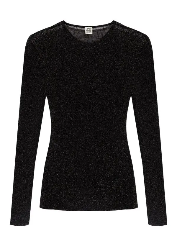 TOTEME Metallic Ribbed-knit Jumper - Black