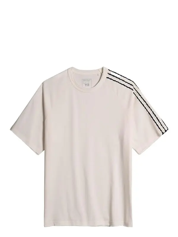 Y3 Raw Edge 3 Stripes Short Sleeved T-shirt - White