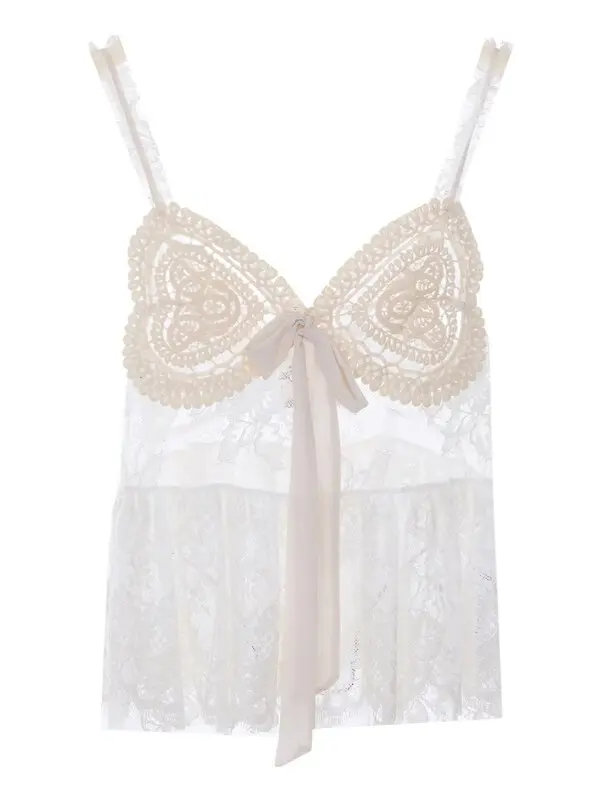 ANIYE BY Noa Lace Bow Detail Top - White