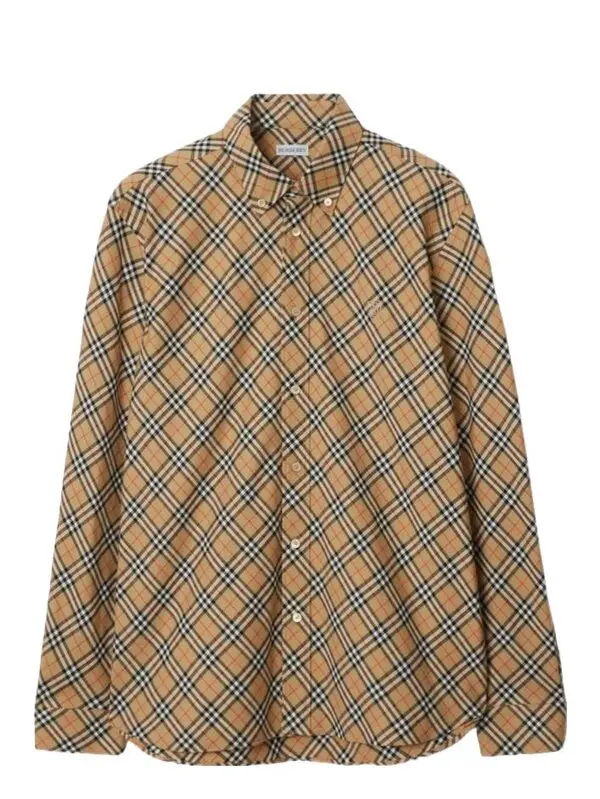 Burberry Checked Long-sleeved Shirt - Sand