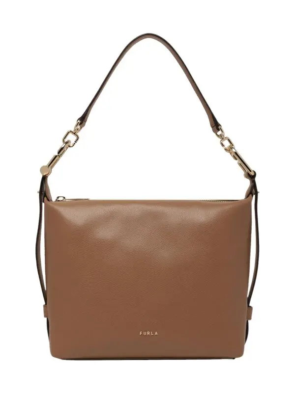 Furla Tonie Zip-up Small Shoulder Bag With Logo Detail - Brown