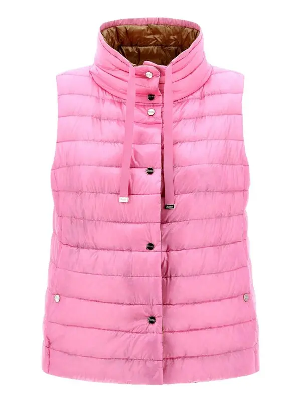 Herno High-neck Drawstring Reversible Padded Gilet - Pink