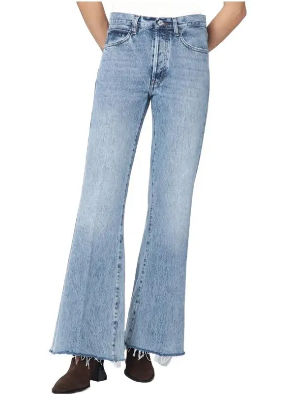 FRAME Wide-leg Jeans With Washed Effect - Blue