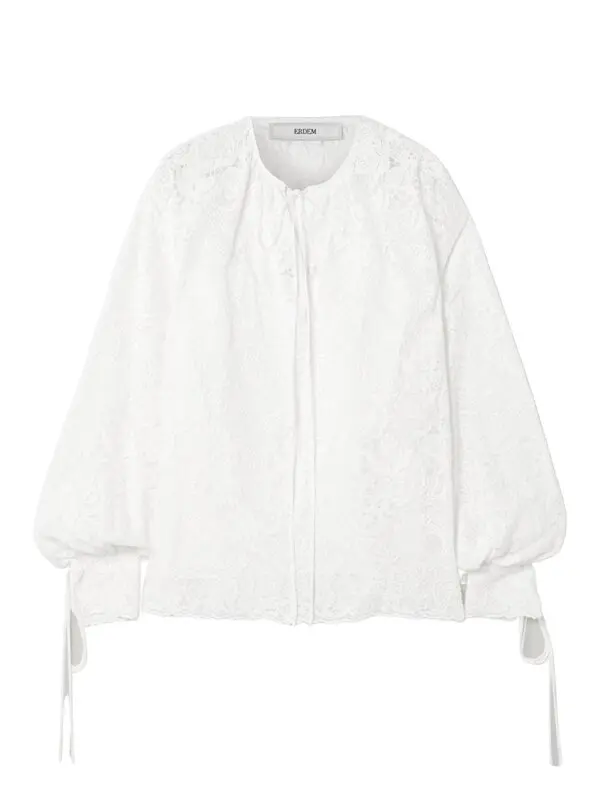 Erdem Floral-embroidered Cotton Lace Blouse - Ivory