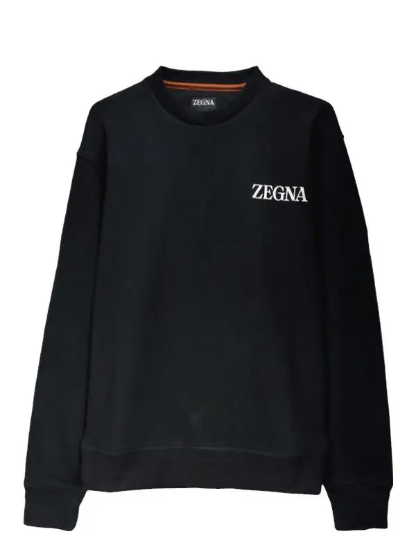 Zegna Round Neck Long Sleeve Sweater - Black