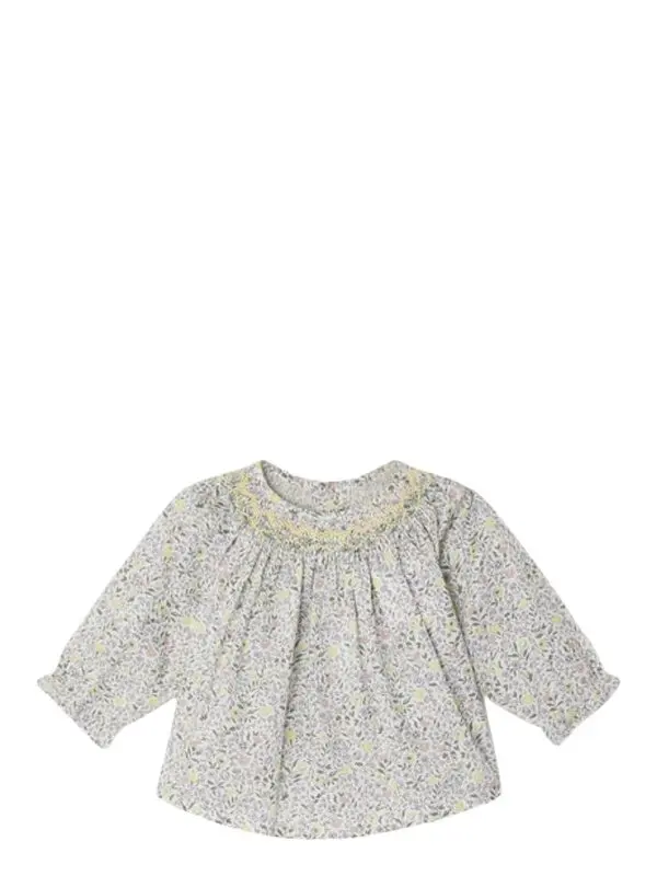 Bonpoint Liberty Griotte Shirt With Elastic Bubble Sleeves - White