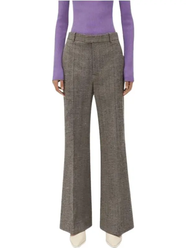 Bottega Veneta Flared Logo Pants - Brown/white/blue