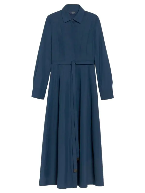 Max Mara Long-sleeved Belted Dress - Midnight Blue