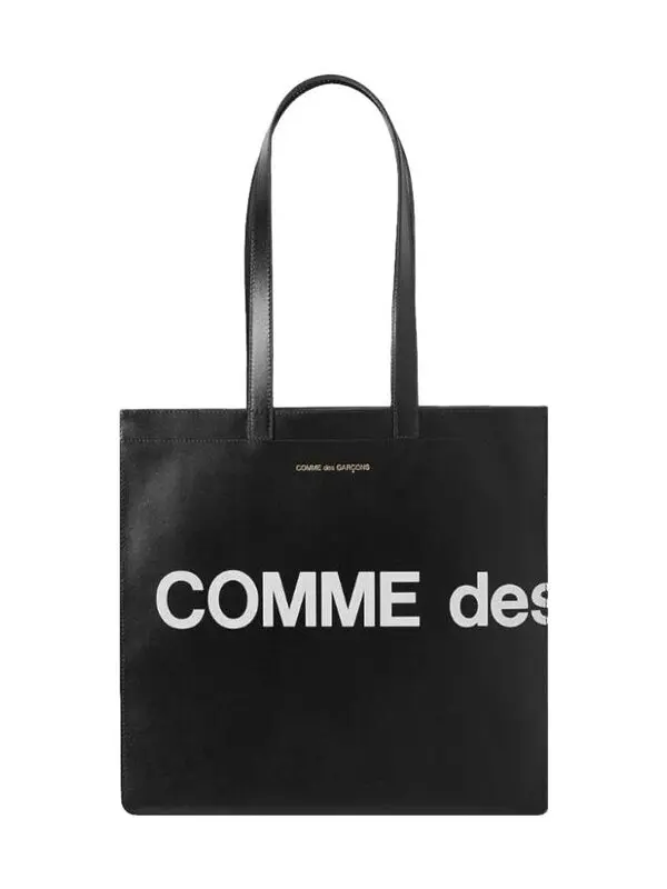 Comme Des Garçons Logo-print Leather Tote Bag - Black