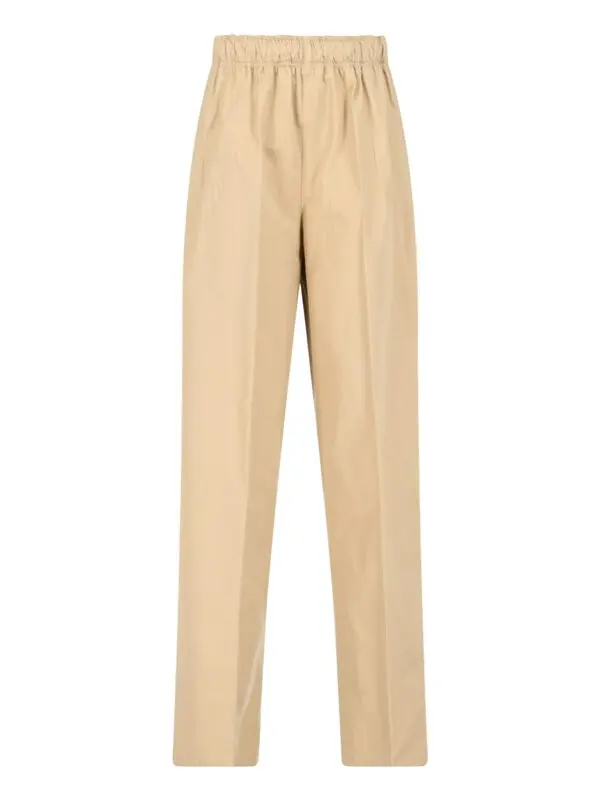 Prada Wide-leg Pants With Triangle Logo Plaque - Rope Ash