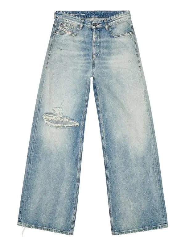 DIESEL® 1996 D-sire 09h58 Distressed Wide-leg Jeans - Gray