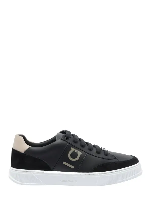 FERRAGAMO Low-top Sneakers With Gancini Detail - Black