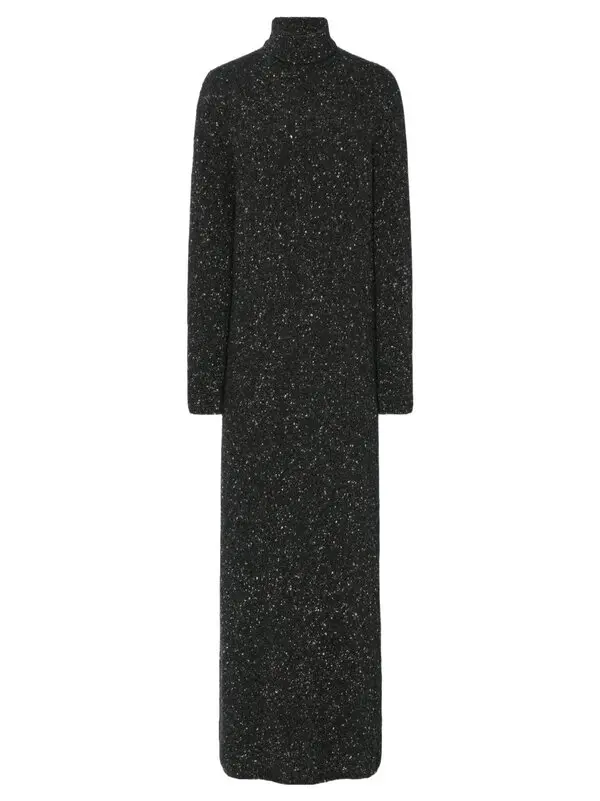 THE ROW Melani Speckled Cashmere Column Dress - Black