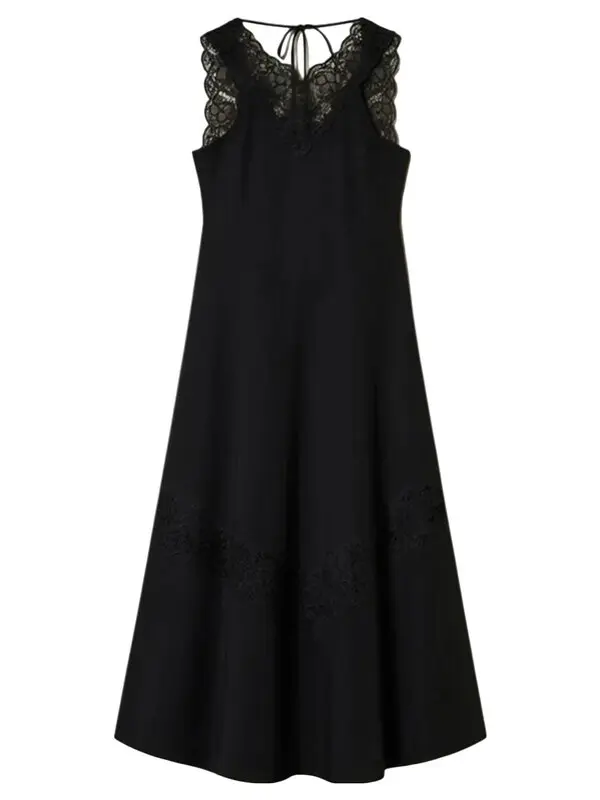 TWINSET Lace Trim Midi Dress - Black