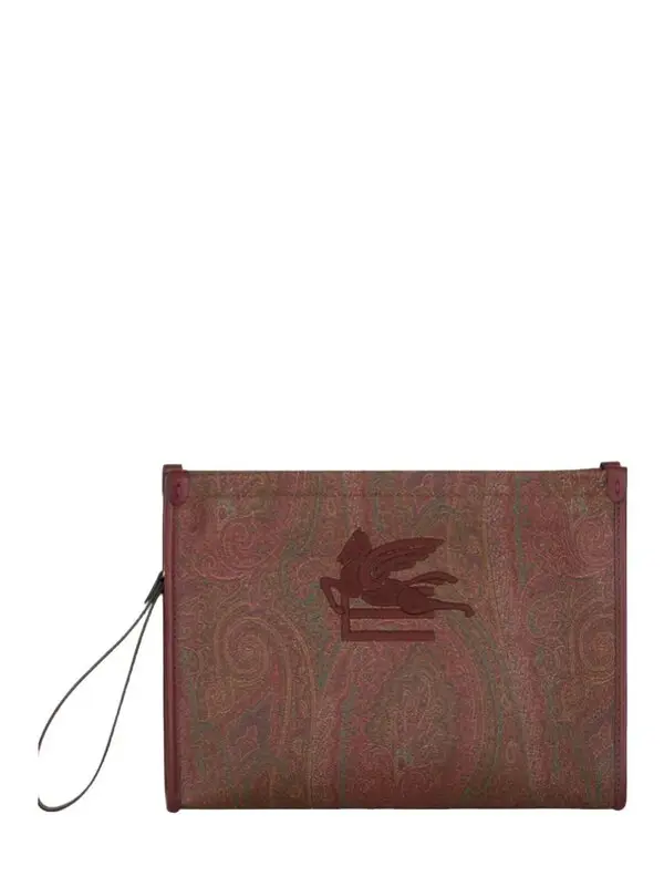 Etro Large Paisley Jacquard Pouch With Embroidered Logo - Red