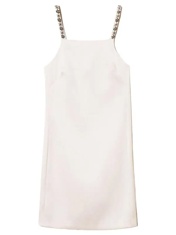 TWINSET Embellished Strap Slip Dress - White