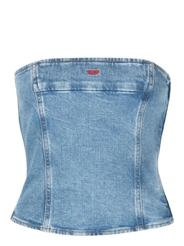 DIESEL® De-ville Strapless Denim Crop Top - Light Blue