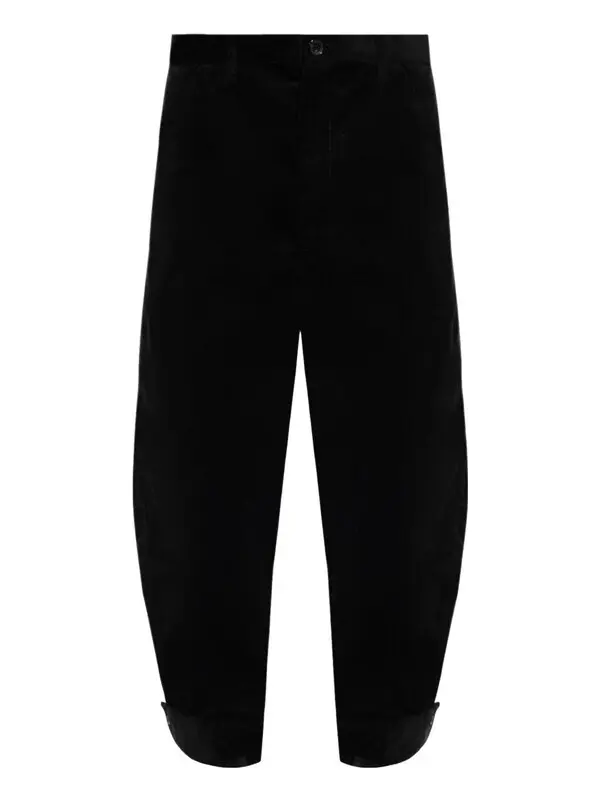 Comme Des Garçons Corduroy Wide Leg Pants With Button Detail - Black