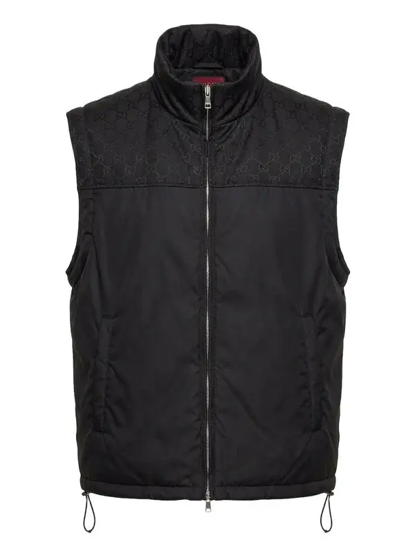 Gucci Monogramme Panelled Zip-up Vest - Black