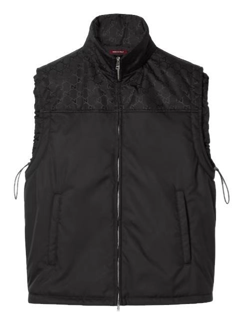 Gucci Monogramme Panelled Zip-up Vest - Black
