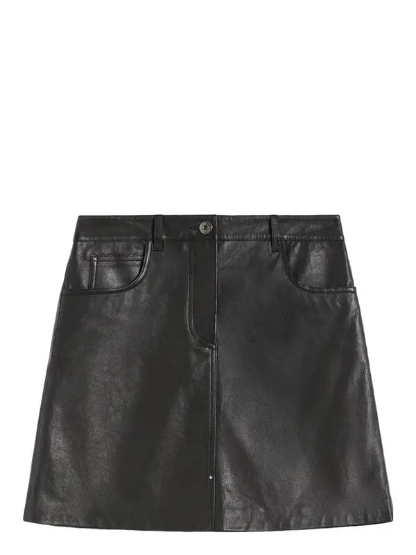 Max Mara Nappa Leather Mini Skirt - Black