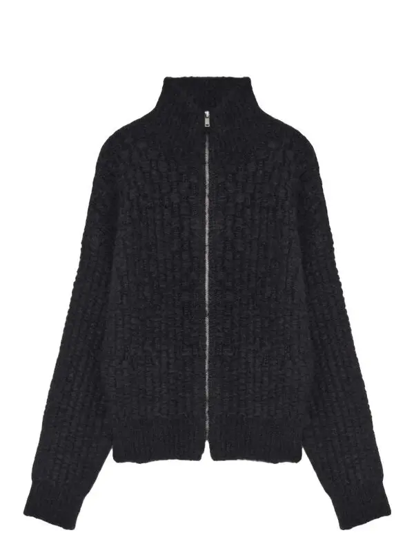JIL SANDER High Neck Zip-up Cardigan - Black