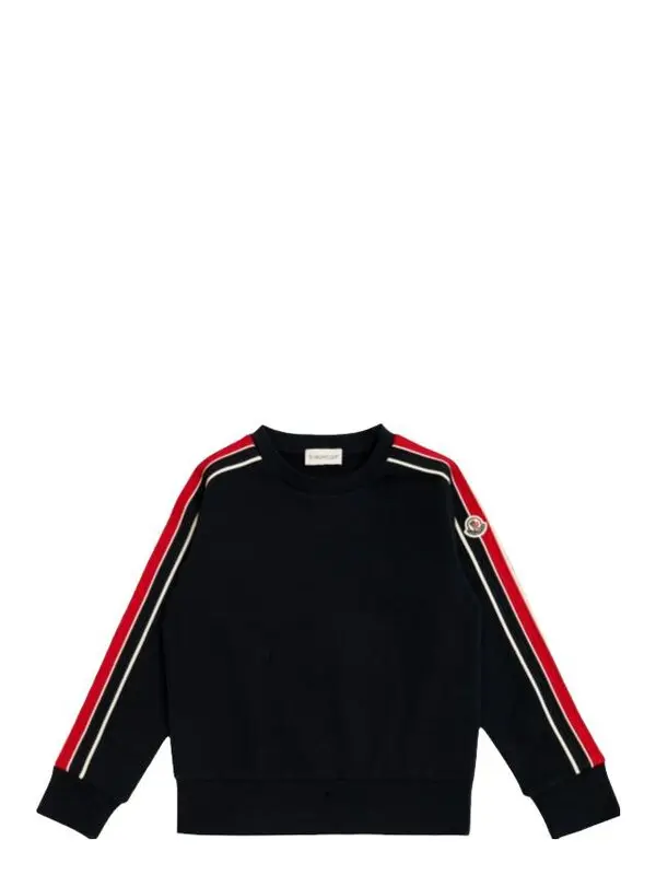Moncler Striped Logo Patch Crewneck Sweater - Navy Blue
