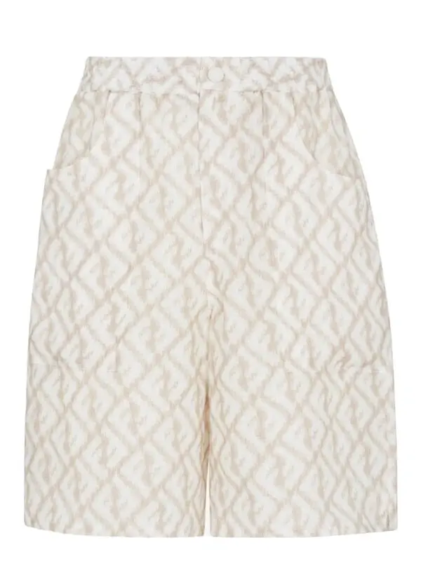 Fendi Ff Motif Printed Bermuda Shorts - White