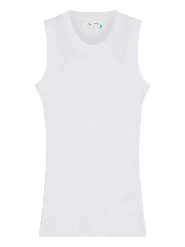Sportmax Tione Crewneck Ribbed Sleeveless Tank Top - White