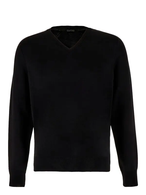 TOM FORD Long-sleeved V-neck Jumper - Black