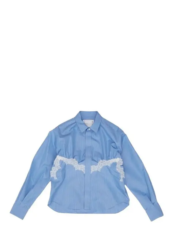 Sacai Long-sleeved Shirt With Lace Trim - Blue
