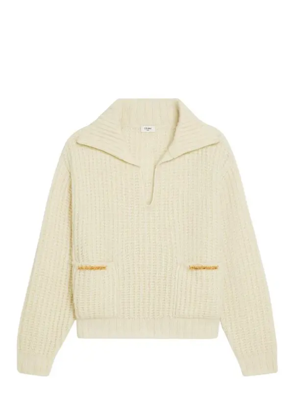 Celine Ribbed Wool And Cashmere Vareuse - Off White