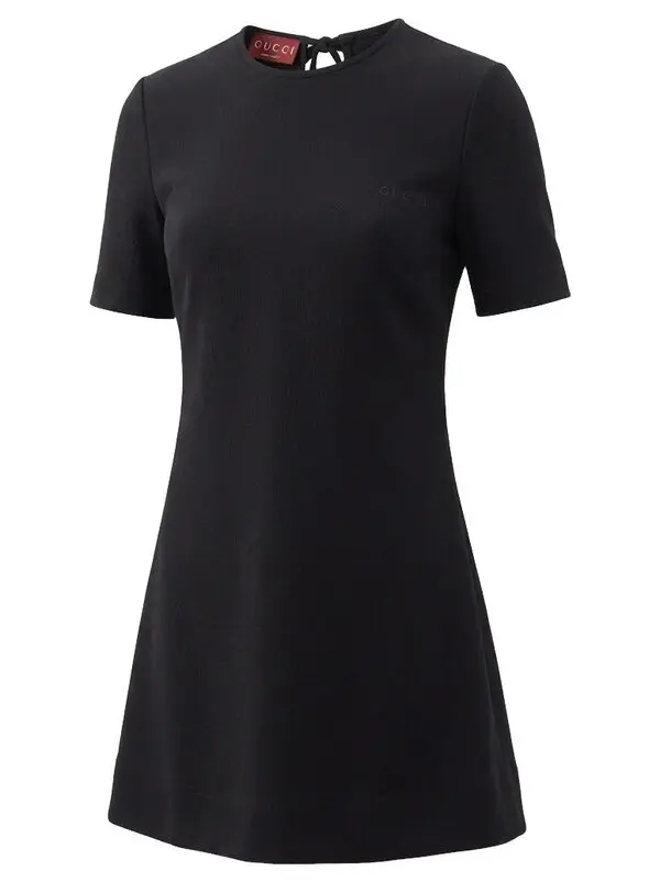 Gucci Embroidered Silk Crêpe Mini Dress - Black