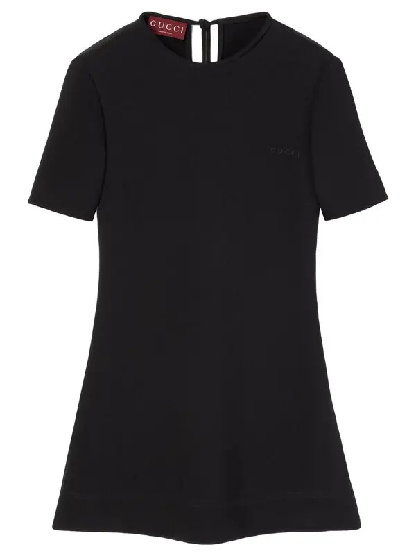 Gucci Embroidered Silk Crêpe Mini Dress - Black