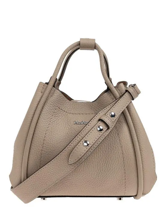 Max Mara Logo Plaque Top Handle Bag - Nude