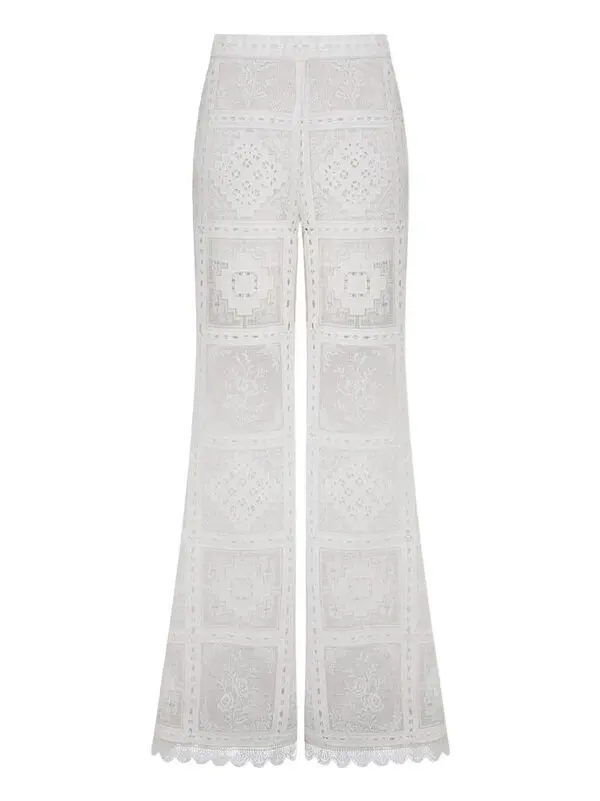 Zimmermann Aster Embroidered Lace Pants - White