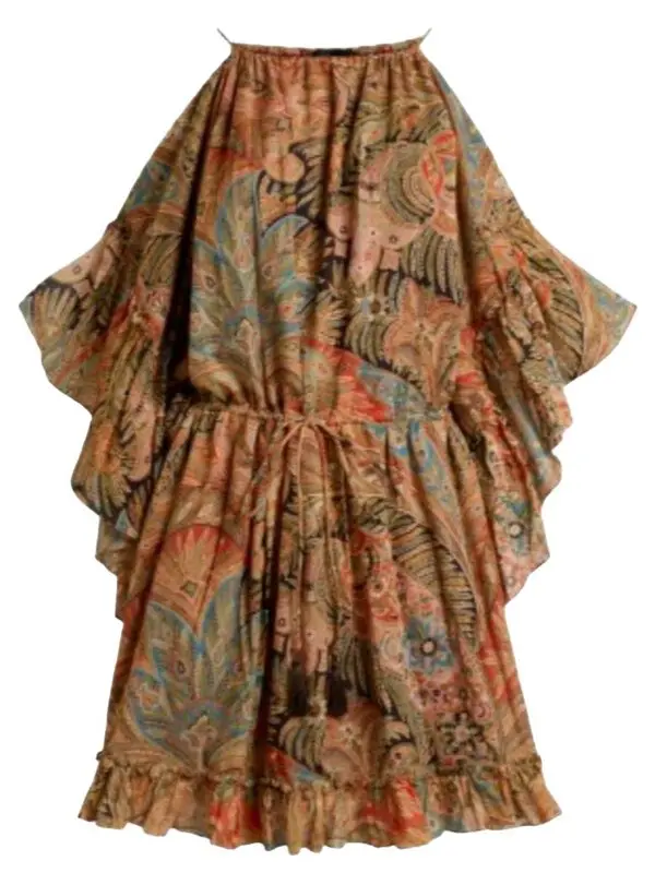 Etro Tassel Detailed Paisley-pattern Mini Dress - Brown
