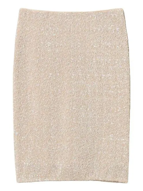 TWINSET Embellished Sequined Pencil Skirt - Snowflake/delicate Beige Sequins And Pearl Embroidery