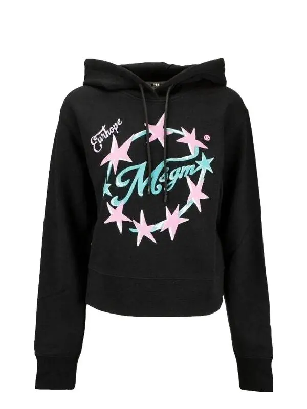 MSGM Logo Print Hoodie - Black