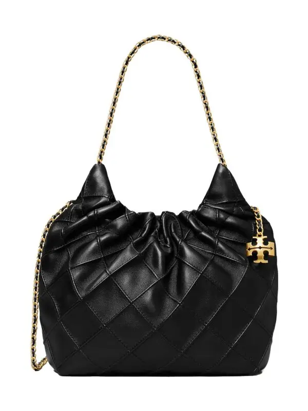 Tory Burch Mini Fleming Drawstring Tote Bag - Black