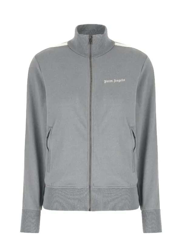 Palm Angels Track Stripe Zip-up Sweatshirt - Grey