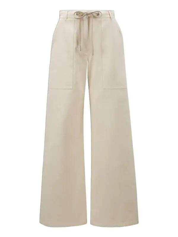 Moncler Cotton Trousers With Rope Belt And Double Pockets - Cream