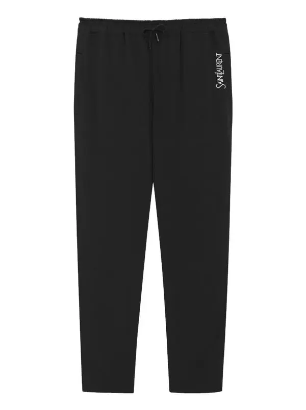 Saint Laurent Logo-embroidered Drawstring Striped Track Pants - Black