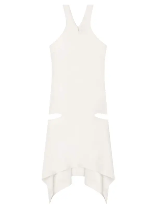 COURREGES Courrèges V-neck Cut-out Jersey Mini Dress - White