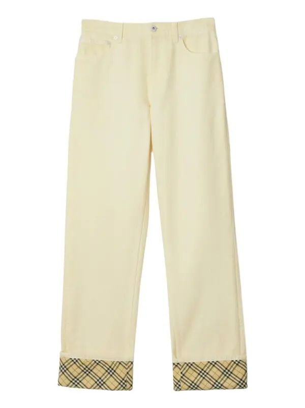 Burberry Checkered Logo Patch Straight-leg Jeans - Candle