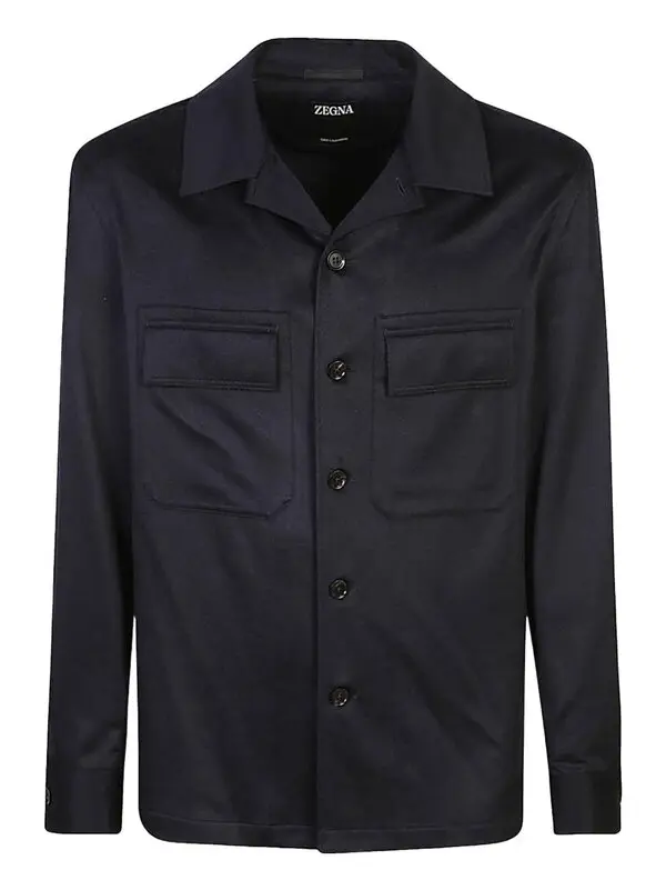Zegna Long Sleeve Casual Jacket - Navy Blue