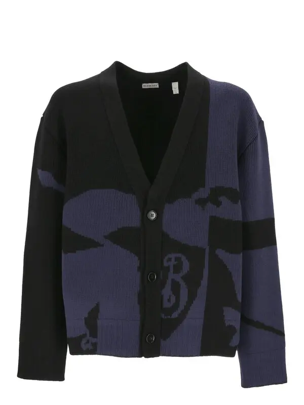 Burberry Intarsia-knit Buttoned Cardigan - Black